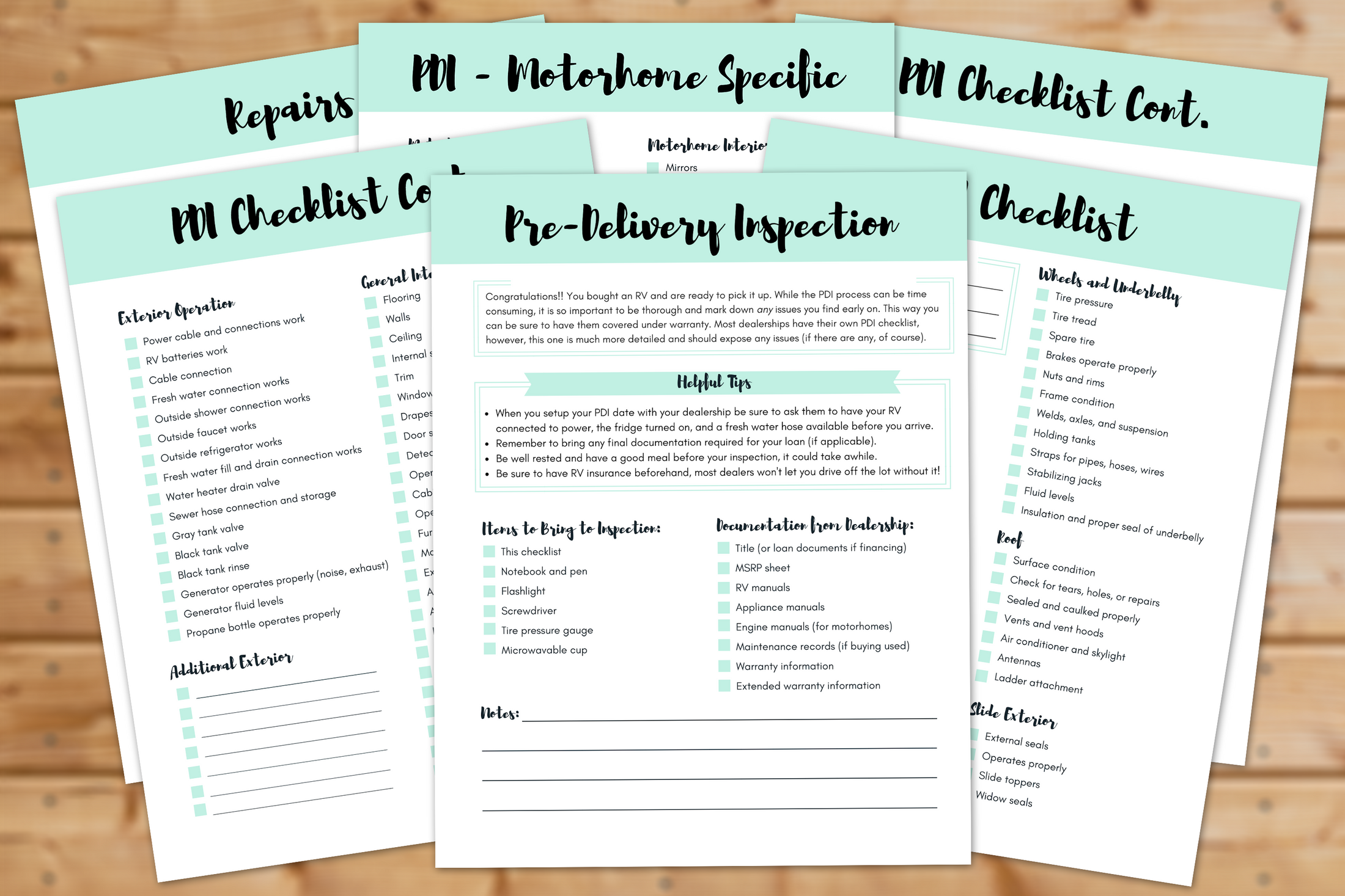 RV Pre-Delivery Inspection Checklist || 6 Pages – Getaway Couple